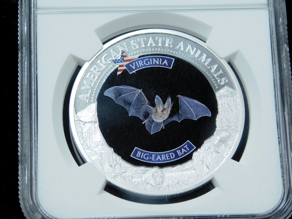 2022 $5Cook Islands US Animal Series Virginia Big Eared Bat 1 oz Silver ...