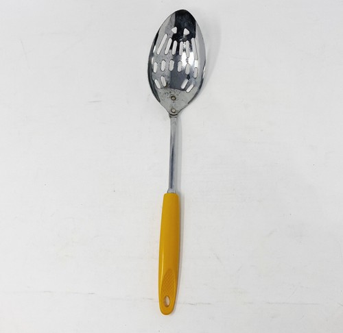 VTG EKCO Chromium Plated 12" Slotted Cooking Straining Spoon yellow ...