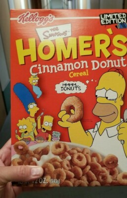 KELLOGG'S THE SIMPSONS HOMER'S CINNAMON DONUT CEREAL BOX SEALED - 2001 ...
