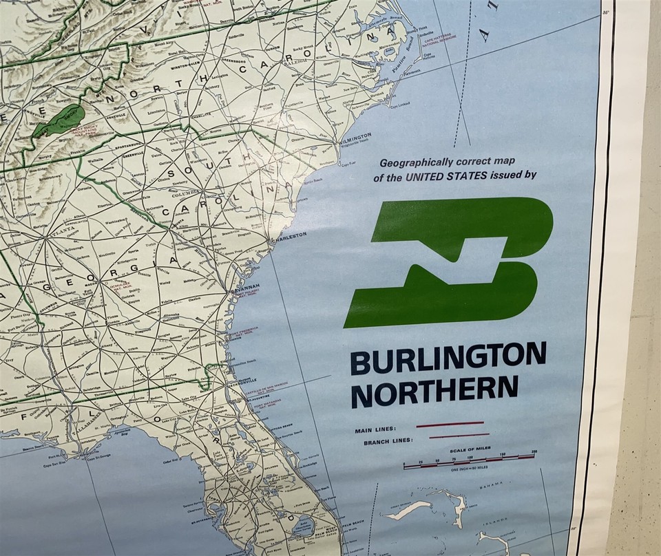 5 foot 1971 Burlington Northern Pacific Railroad Map System | eBay