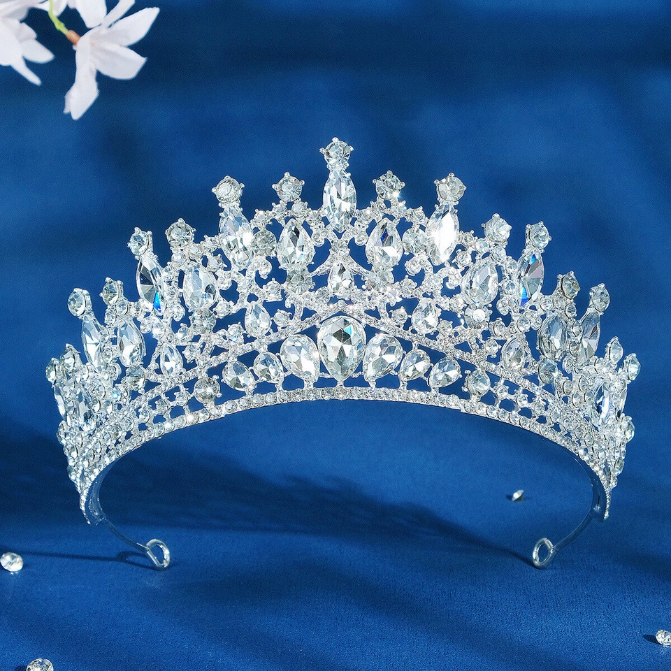 7.5cm Tall Large Crystal Wedding Queen Princess Prom Tiara Crown For ...