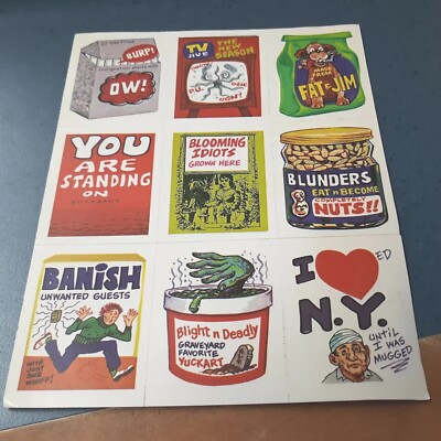 Vtg Wacky Packs Packages Pop Art Comedic Stickers Fat & Jim I Love NY ...