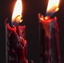 Halloween VAMPIRE BLOOD CANDLES Four 10" Black Tapers that BLEED RED ...
