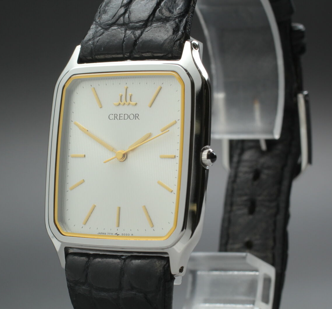Vintage [Near MINT] SEIKO CREDOR 7771-5030 Square Quartz Men's Watch ...