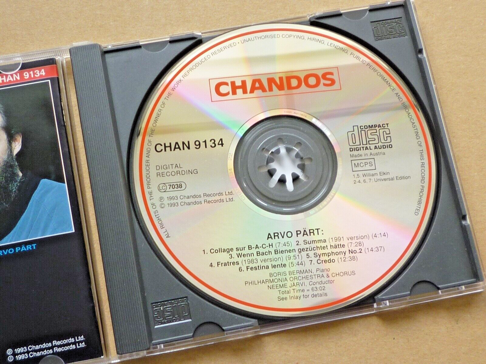 ARVO PART : Collage. Neeme Jarvi. 1993 Chandos CD. Excellent condition ...