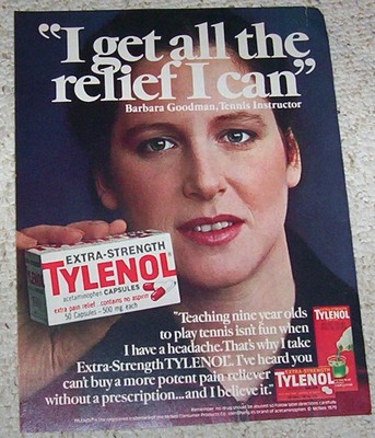 1980 print ad - Tylenol BARBARA GOODMAN pain medicine McNeil drugs ...