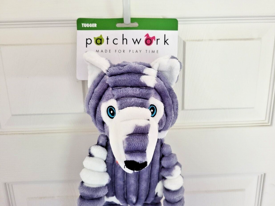 NEW Patchwork Pet Dog Toy Tugger Long Leg Plush Tugger 24” Winter Wolf ...