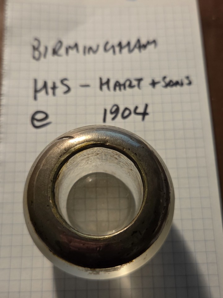 Silver Rimmed Match Holder/Striker - Ball Form - Well Used - 1904 Bham ...