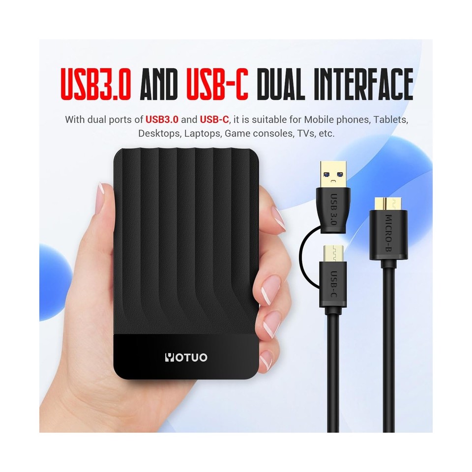 YOTUO 1TB Portable External Hard Drive HDD USB 3.0 Black | eBay