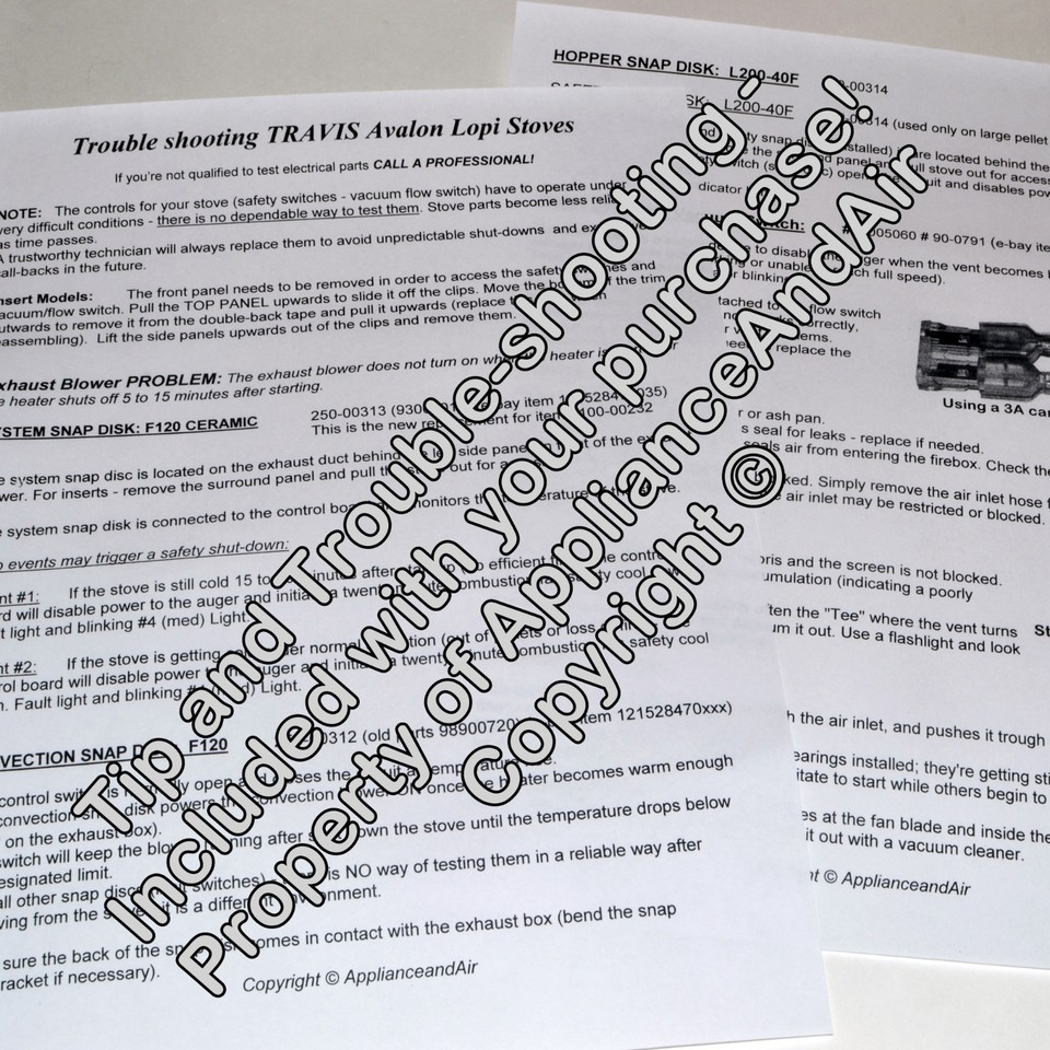 Travis Avalon Lopi Stoves 250-00314 Hopper Snap Disk Limit Switch 91 ...