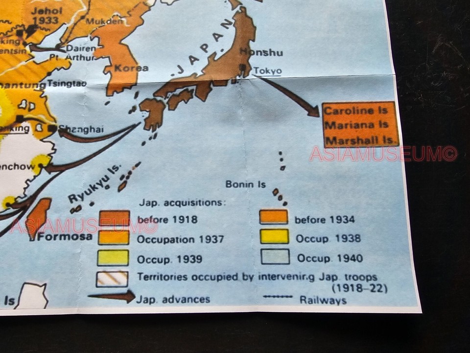 1943 WW2 JAPAN ASIA CHINA KOREA THAILAND MAP ATLAS PACIFIC PROPAGANDA ...