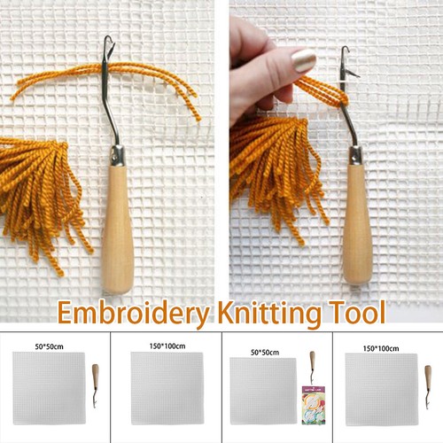 DIY Latch Hooking Kit Rug Mat Metal Hook Craft Embroidery Knitting Tool ...