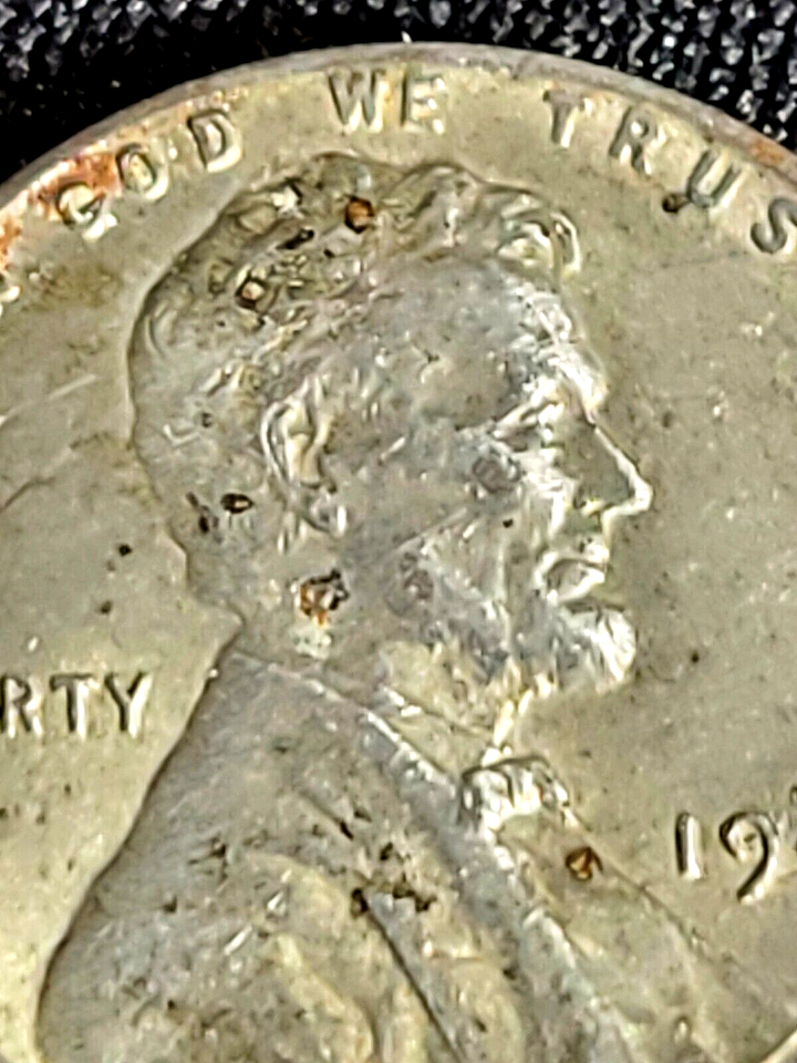 INTERESTING 1943 WHEAT STEEL PENNY 1C CENT DATE ERROR RUST COIN NO MINT ...