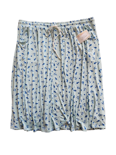 LuLaRoe Anchors Fish Stars 3XL Marsha Skirt 3X Pockets Navy Ship Ocean ...