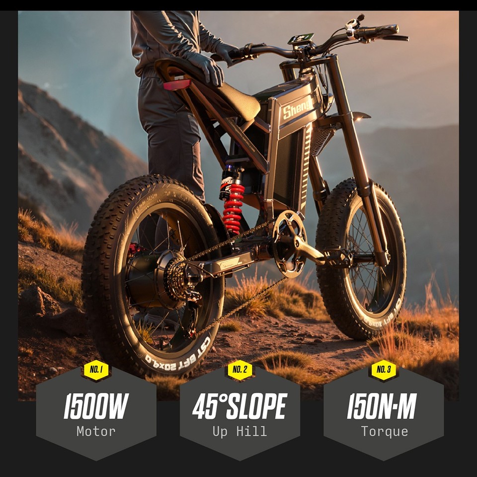 20"X4.0 Fat Tyre Mountain Bike Off-Road Electric Bike 60V 30Ah Hydraulic E-Bike | eBay UK