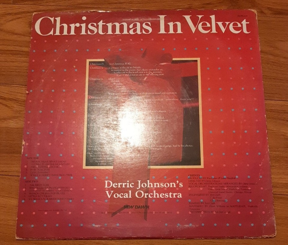 Christmas in Velvet LP Derric Johnson's Vocal Orchestra 1984 New Dawn ...