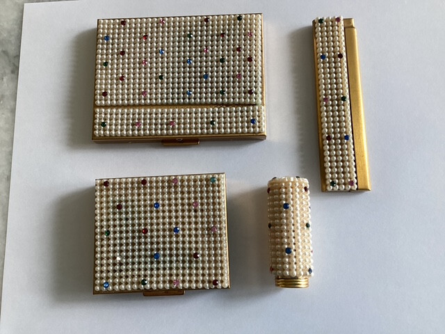 Vintage Purse Vanity Set Compact Lipstick Comb Cigarette Case ...