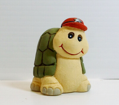 Cute Turtle Red Hat Decoration Plaster Custom Painted by Pizzazz | eBay