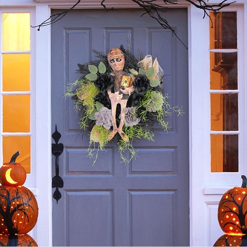 Halloween Wreath for Front Door 20in Mummy Wreath Garland Wall Window ...