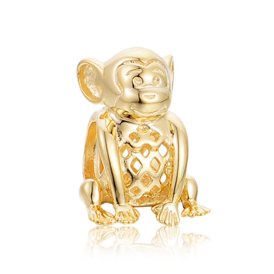 Cute Monkey Charm-18k Gold Plated Charm-925 Sterling Silver-Limited ...