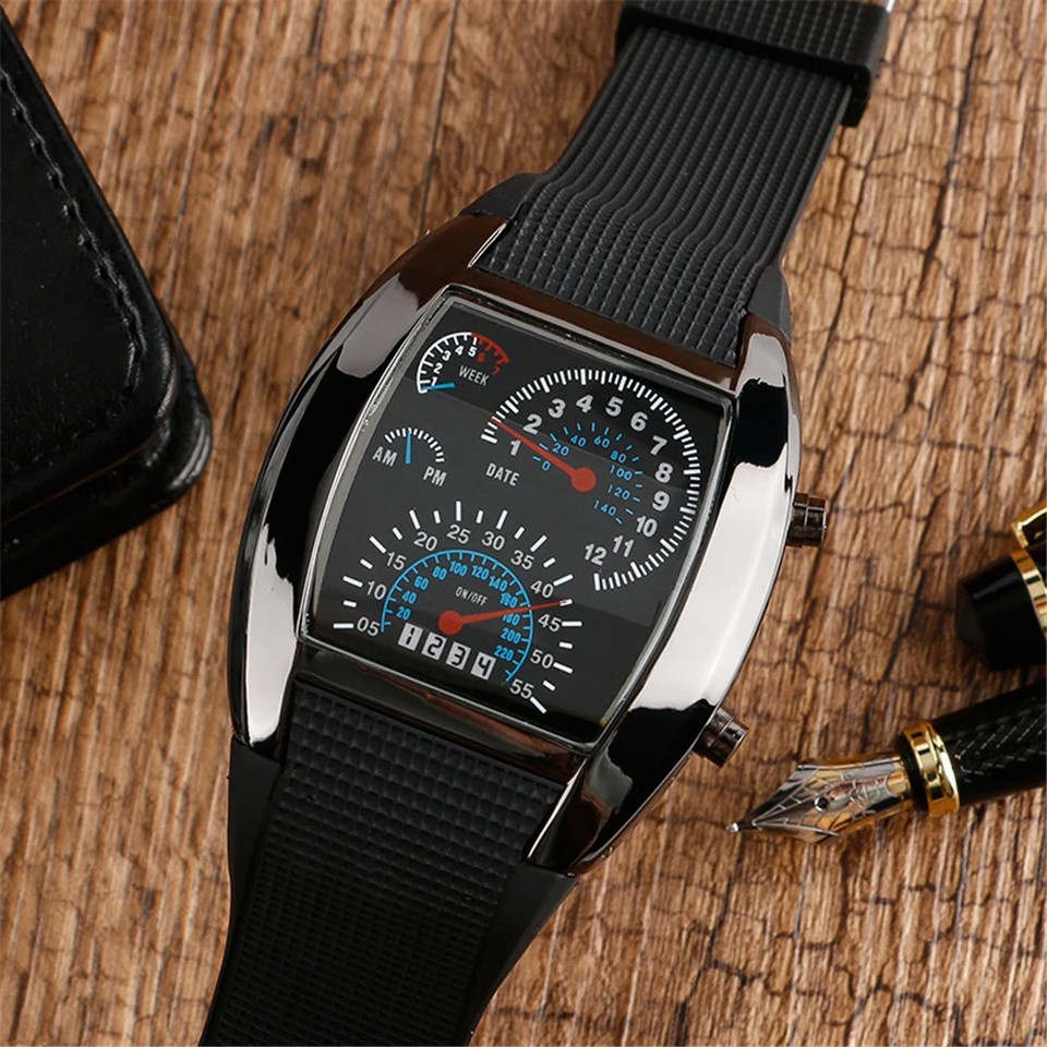 Fashion Men's Stainless Steel Luxury Sport Analog Quartz LED Wrist ...