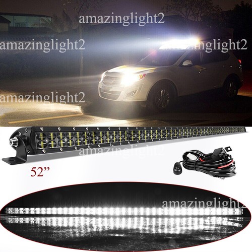 Dual-Row 52" LED Light Bar Fit Chevy Silverado 1500/GMC Sierra + Wiring ...