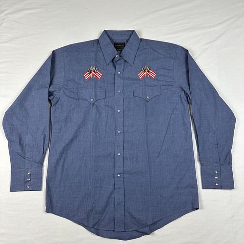 High Noon mens Western Shirt M Pearl Snap 90s USA flag 18 star ...