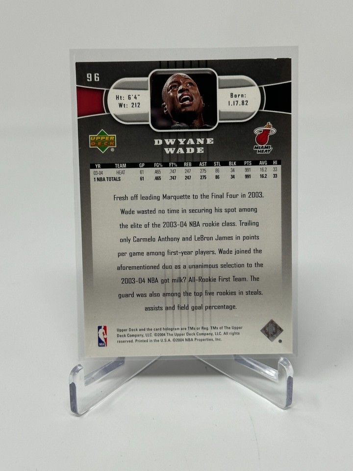 2004 Upper Deck Basketball Dwayne (Dwyane) Wade 2nd Year Card #96 BUF ...