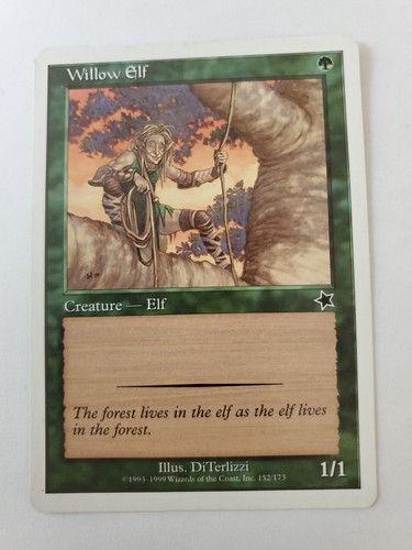 MTG Magic The Gathering Card Willow Elf Creature Elf Green Starter 1999 ...