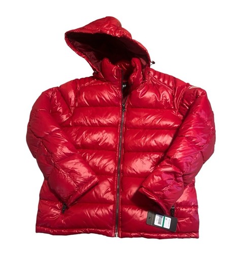 GUESS Men's Puffer Jacket Removable Hood - Red NWT Large | eBay