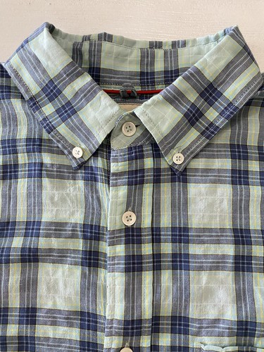 Men’s Relwen Cotton Blend Long Sleeve Button Down Green Plaid Shirt ...