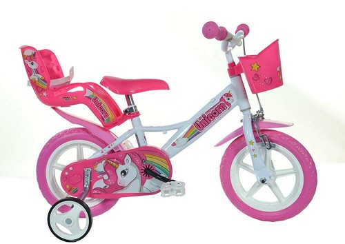Dino Unicorn 12" Kids Single Speed Bike Girls Bicycle Pink Stabilisers ...