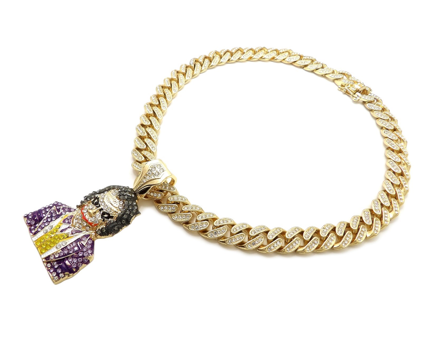 Hip Hop Joker pendant & 12mm 18" Box Lock Miami Cuban Choker Chain ...