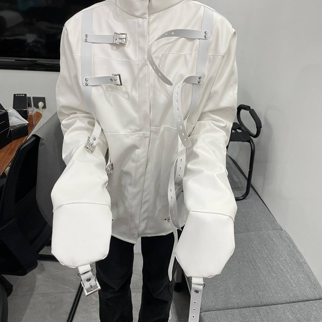White Asylum Strait Jacket Body Harness Costume Restraint Armbinder ...