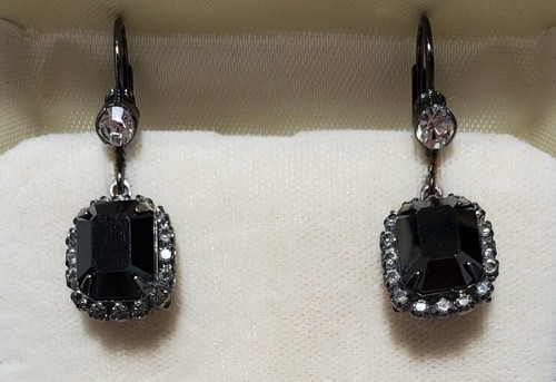 Vintage Sorrelli Gun Metal Gray Black And Clear Swarovski Crystal Drop ...