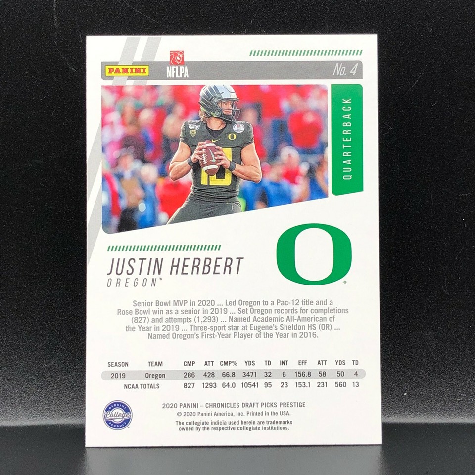 2020 Panini Chronicles Prestige JUSTIN HERBERT Rookie Card No. 4 | eBay