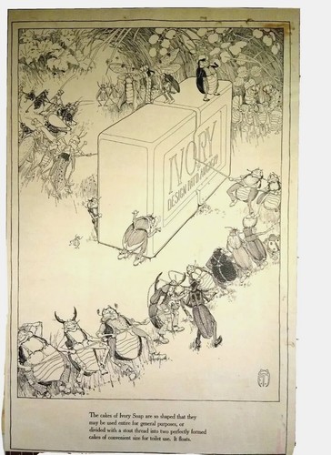1904 Print Ad Ivory Soap Insects Cut Ivory Bar in Half Approx. 14" x 9. ...