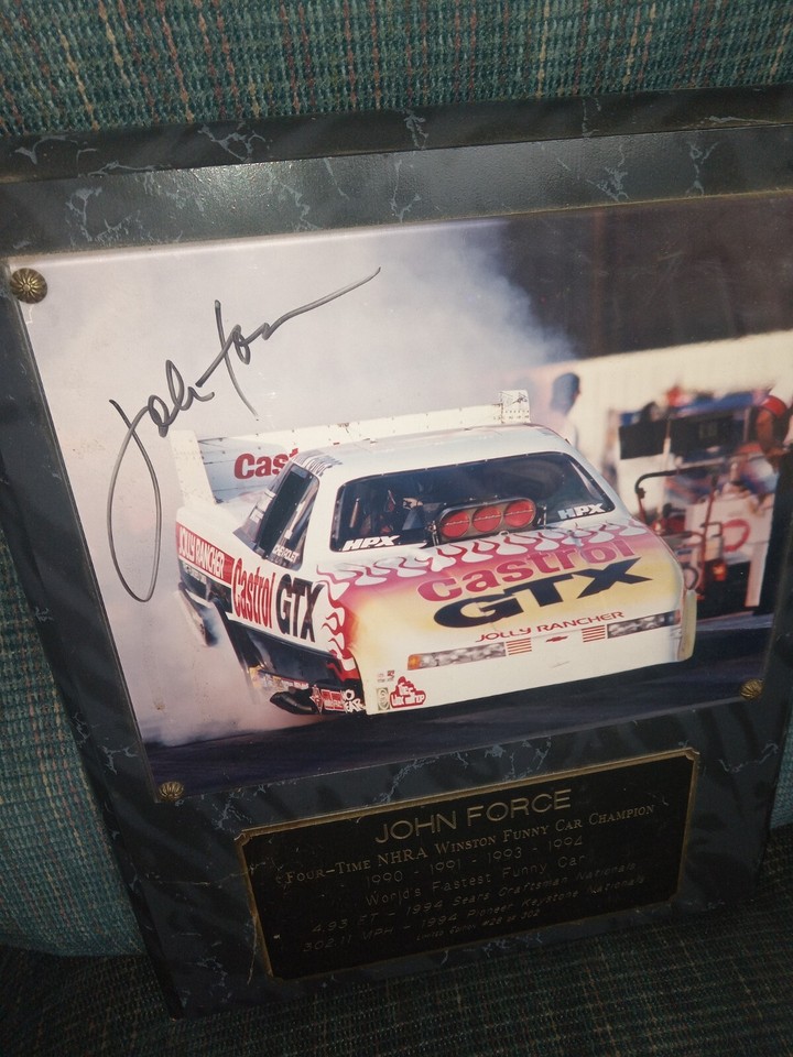 John force signed Plaque. 4 time NH RA Winston funny car champion 1990 ...