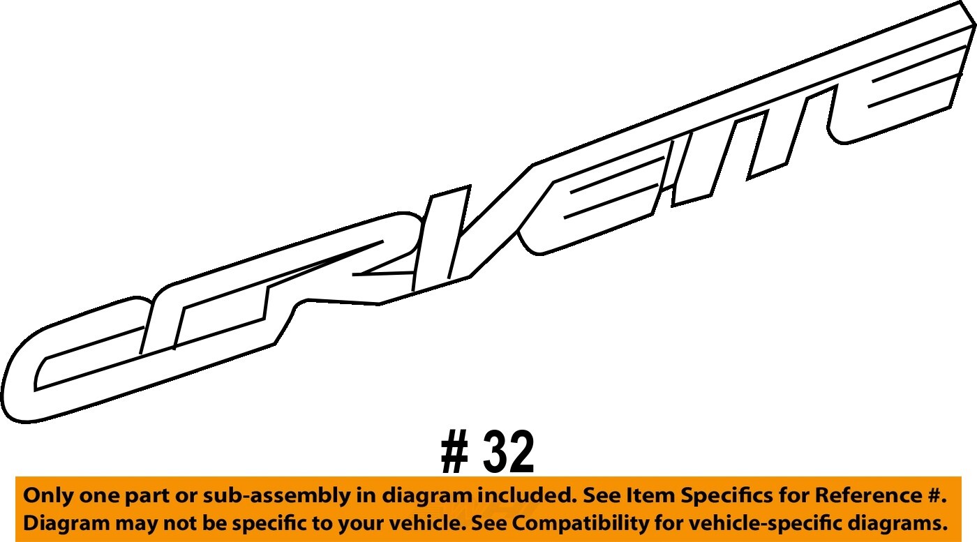 GM OEM 15-19 Corvette Rear Bumper Bumper Components-Nameplate 22996232 ...