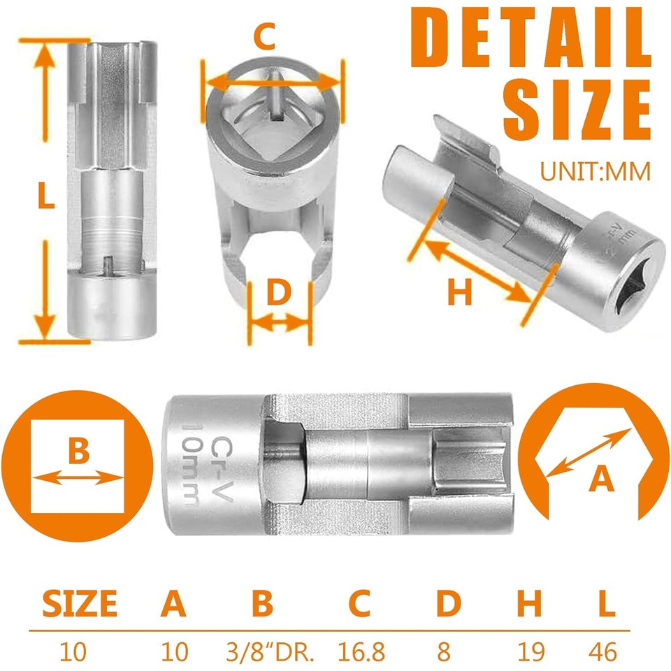 Diesel Injector Fuel Line Socket Set Difficult Access Flare Nut Wrench ...