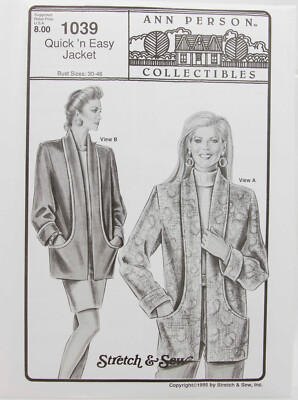 Ann Person Stretch and Sew #1039 - Quick 'n Easy Jacket | eBay