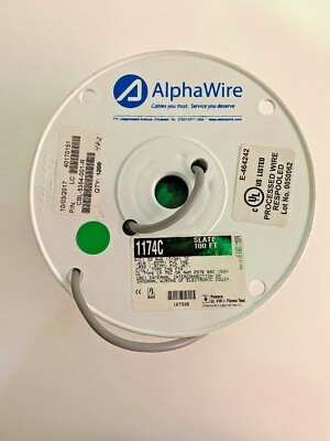 GRAY ALPHA WIRE H1 1174C APPROX. 40 FT | eBay