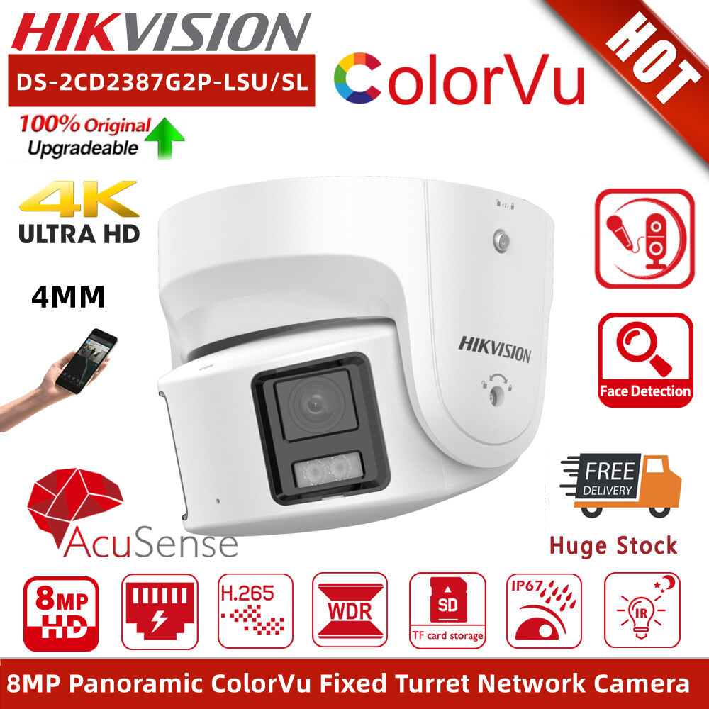 AU Hikvision 8MP 4K ColorVu Panoramic dual lens IP Camera DS-2CD2387G2P ...