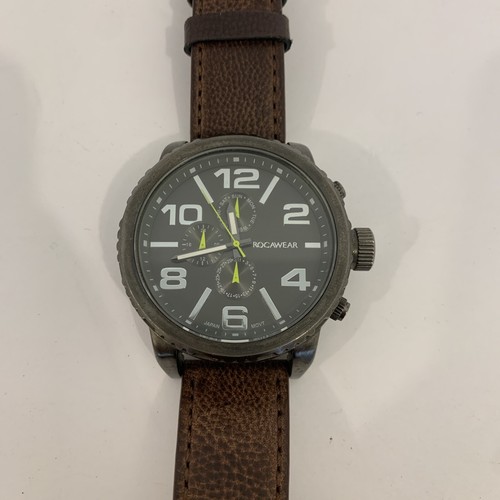 Watch Rocawear Black Tone Black Dial Orange Leather Band Men RM0209 ...