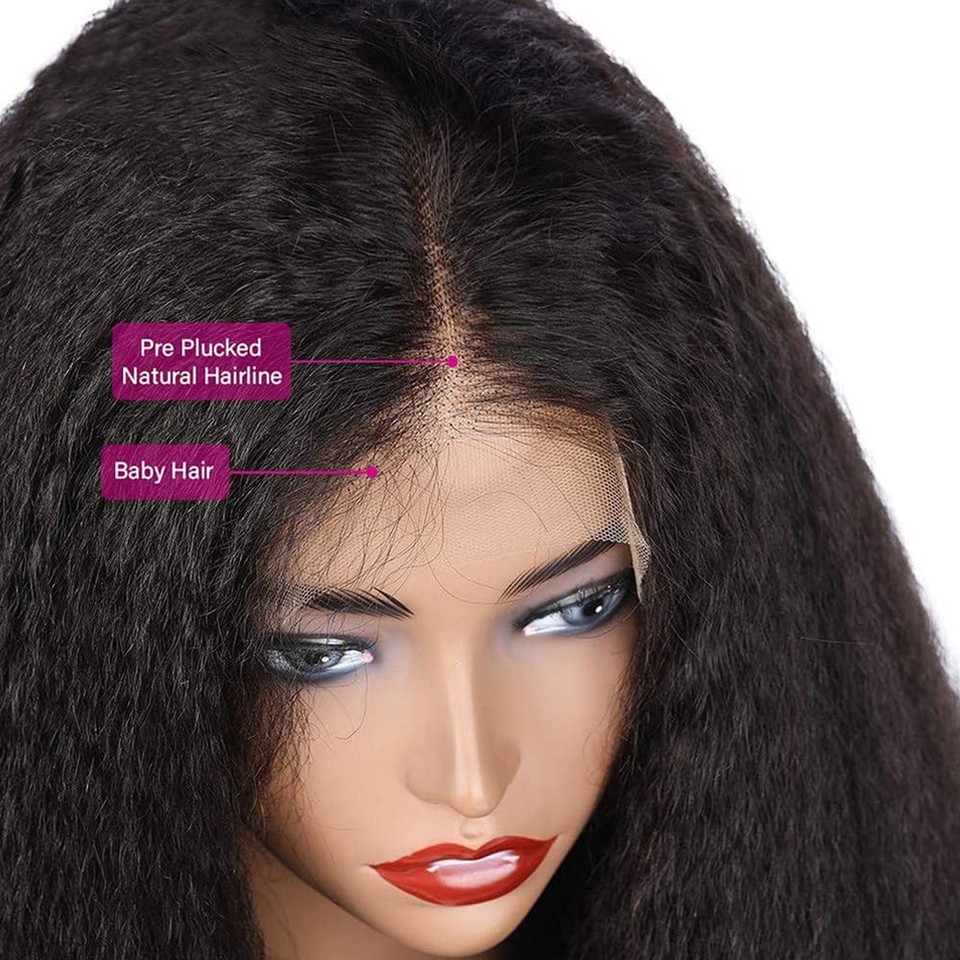Kinky Straight Wig Yaki Straight Human Hair Wig 24Inch Kinky Straight ...