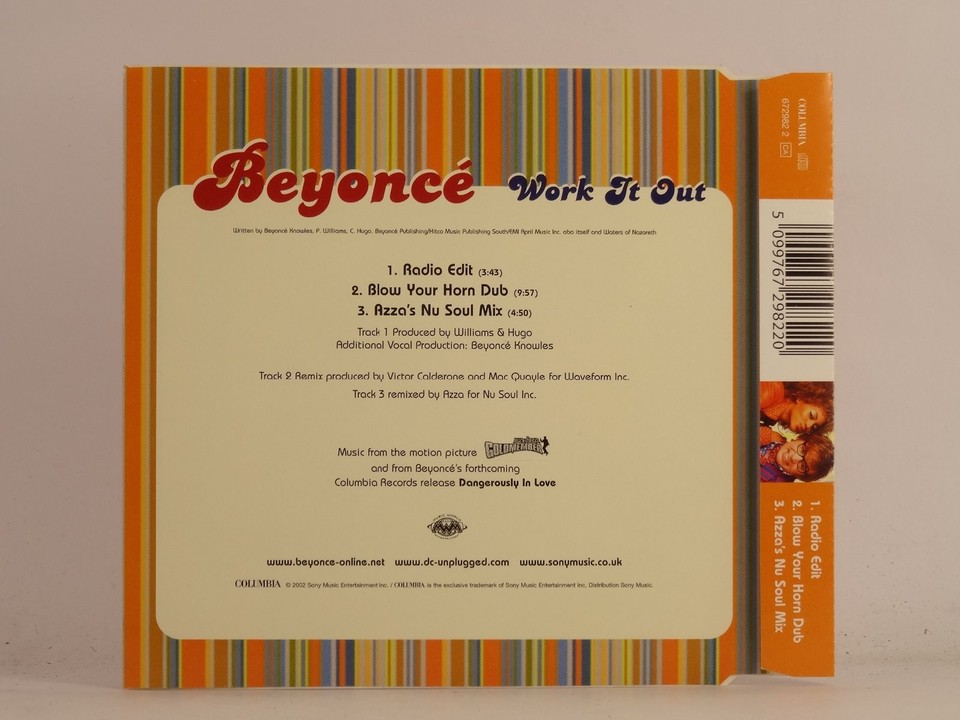 BEYONCE WORK IT OUT (A15) 3 Track CD Single including Picture Sleeve ...