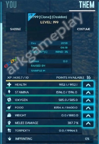 Ark Ascended - PVE - Ossidon LVL 199 "Male +Female Clones" - ( PC ...