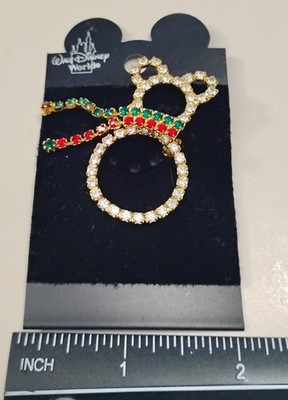 Vintage DISNEY World Mickey Mouse Silhouette Rhinestone Christmas Pin ...