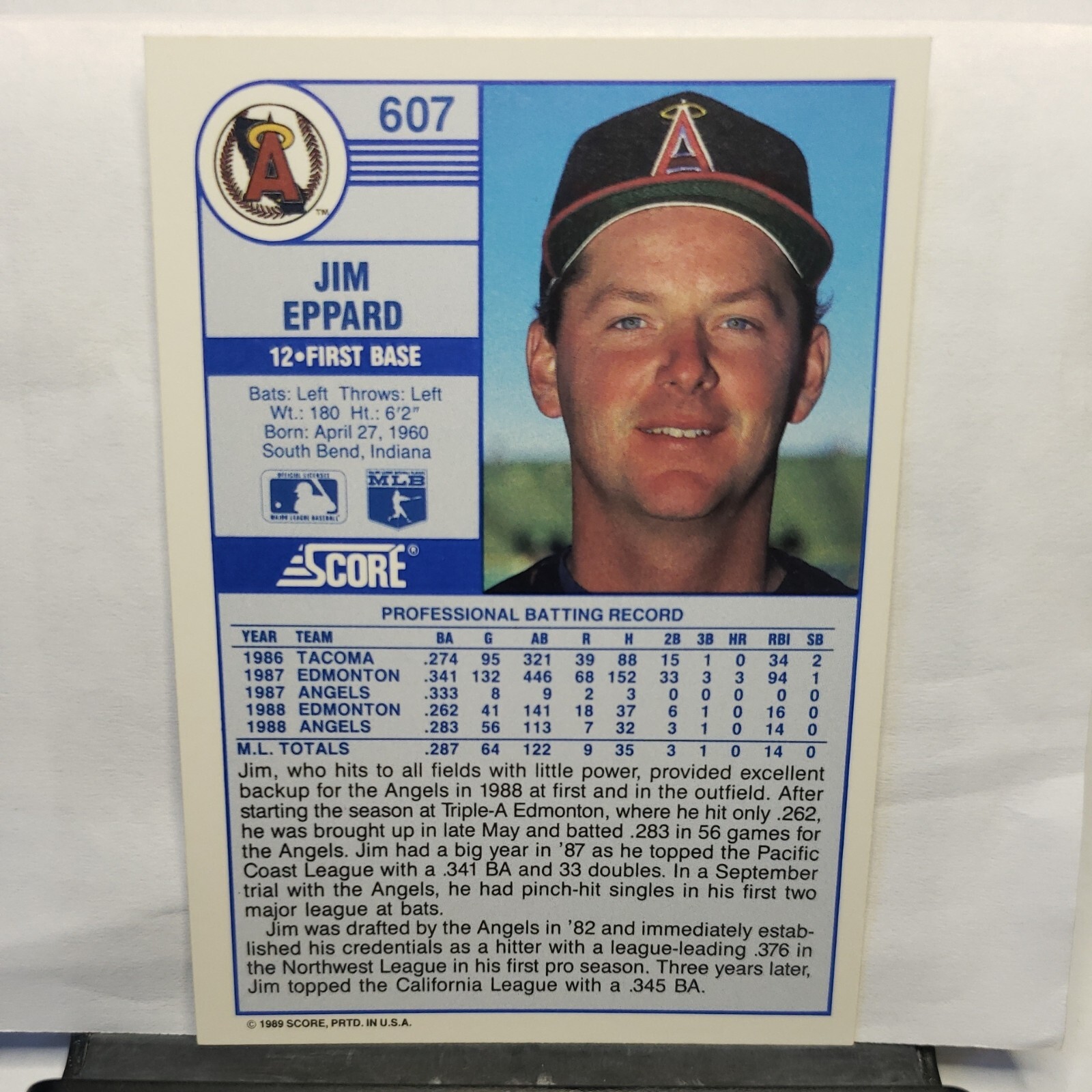 1989 Score - #607 Jim Eppard for sale online | eBay
