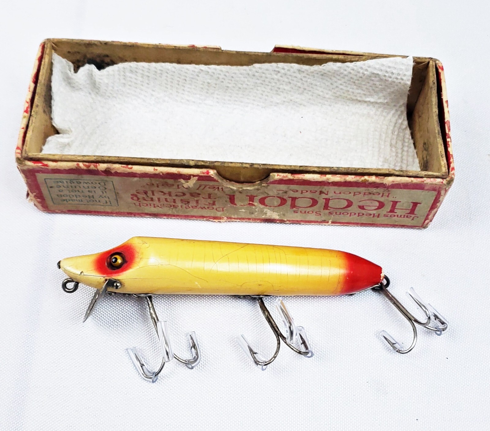 Heddon 7502 Vamp Lure Red Eyes & Tail In Correct Downleaping Bass Box ...